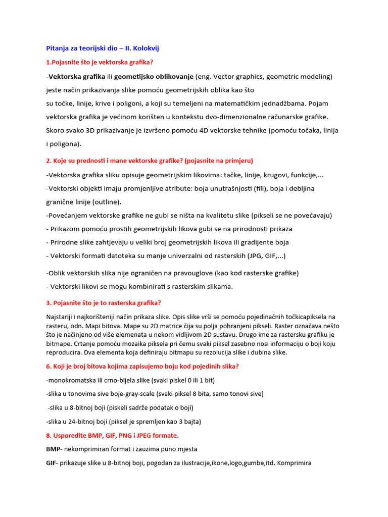 Pitanja Za Teorijski Dio OI | PDF