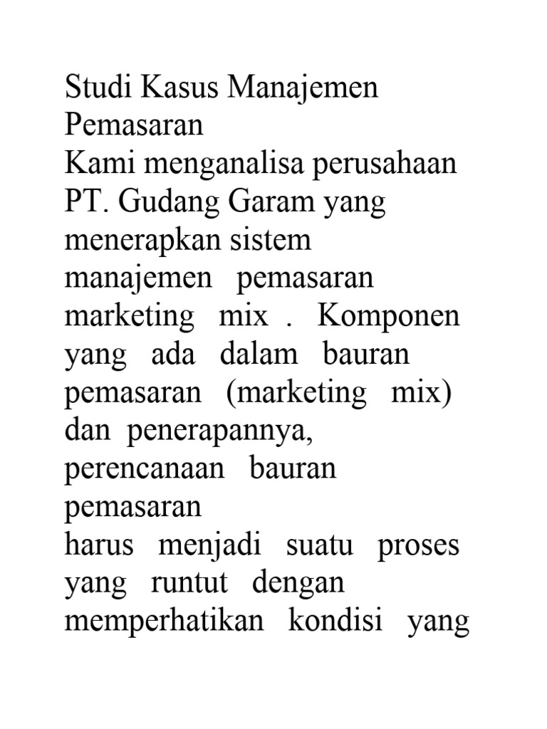 Contoh Kasus Manajemen Pemasaran | PDF