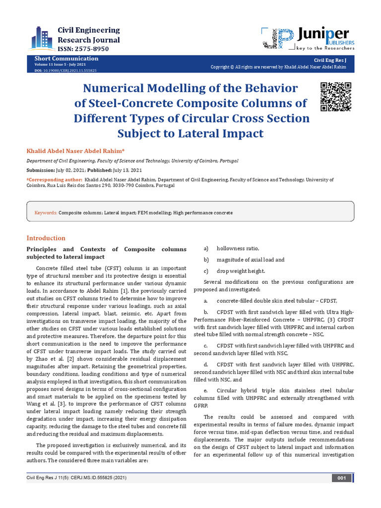 Numerical Modelling of The Behavior of Steel-Concrete Composite Columns ...