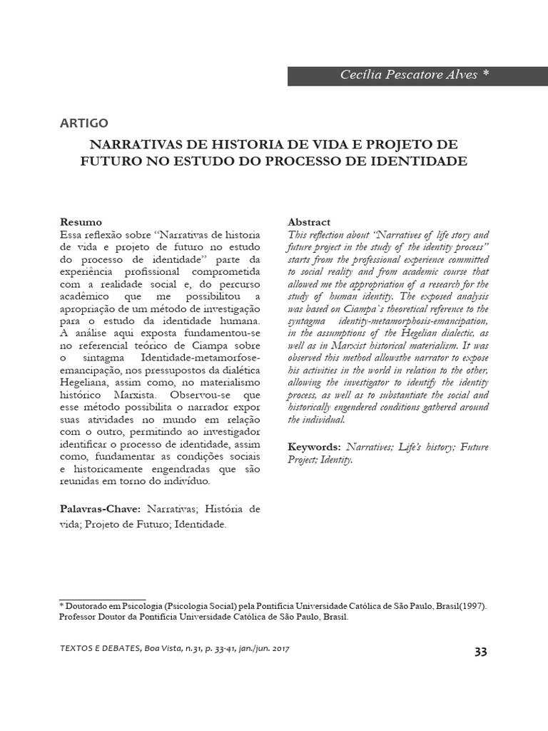 Artigo - História, Identidade e Futuro | PDF | Narrativa | Sociologia
