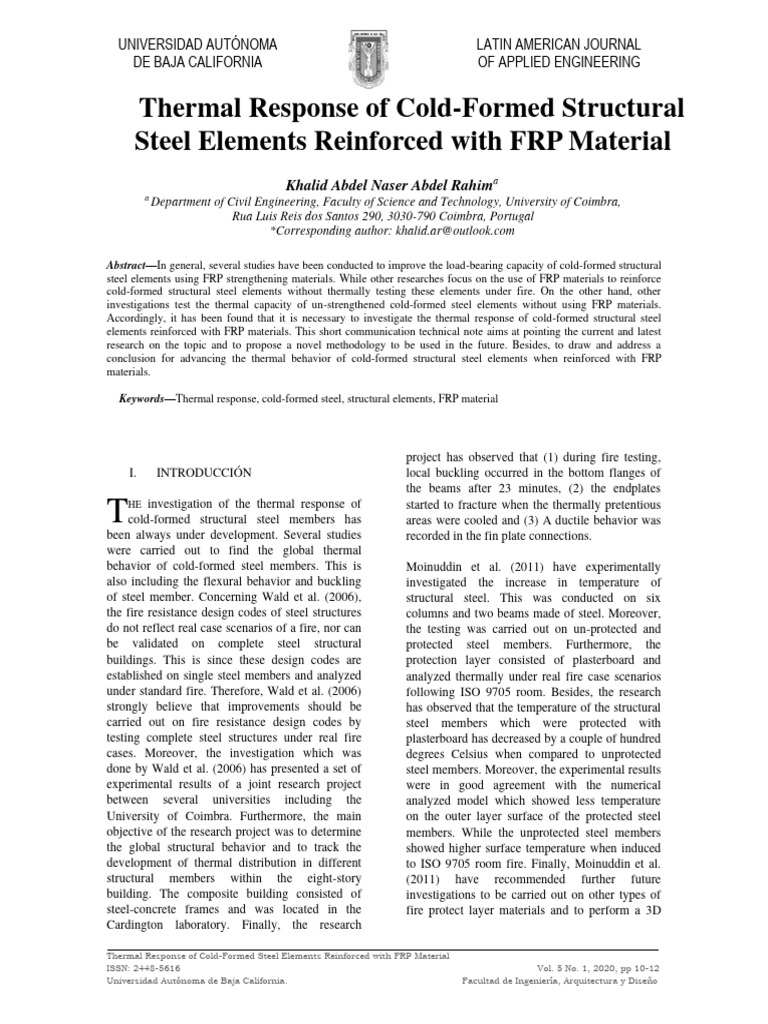 Thermal Response of Cold-Formed Structural Steel Elements Reinforced ...