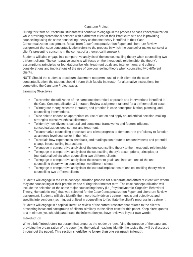 Capstone Project Instruction | PDF | Theory | Apa Style