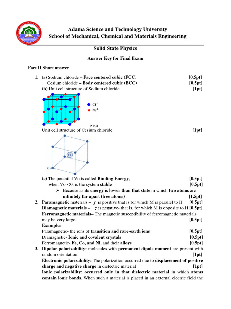 Answer Key For Final Exam | PDF | Semiconductors | Dielectric