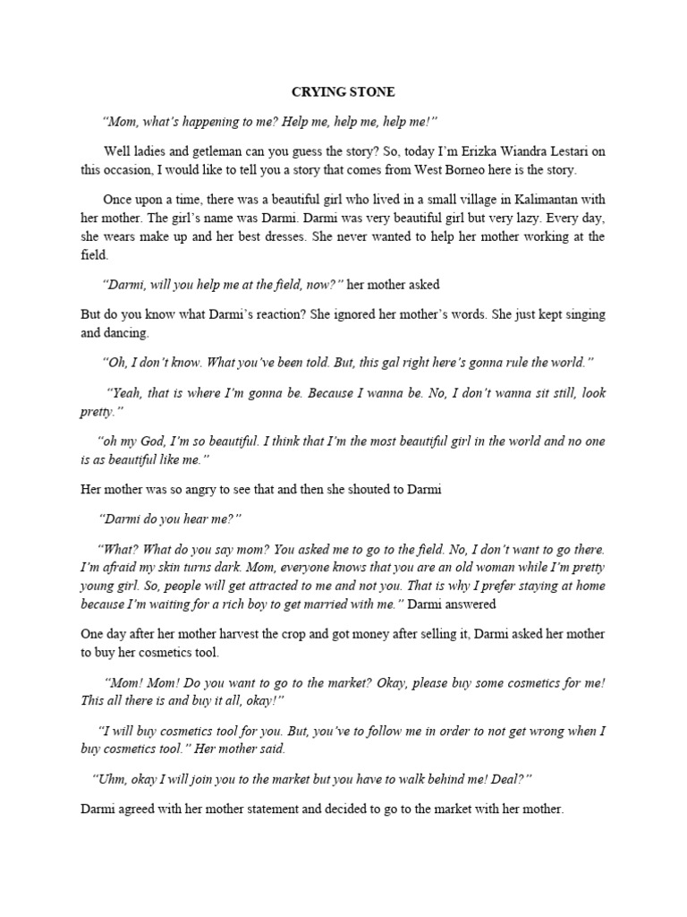 CRYING STONE Story Telling Erizka | PDF