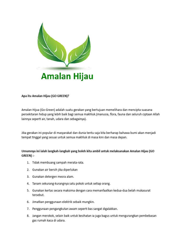 Apa Itu Amalan Hijau | PDF | Kesehatan Holistik | Teknologi & Rekayasa