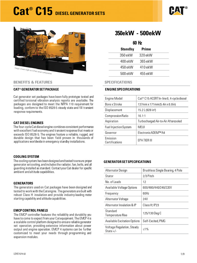 Diesel Generator 350-To-500-Kw-Specs-Sheet | PDF | Diesel Engine ...