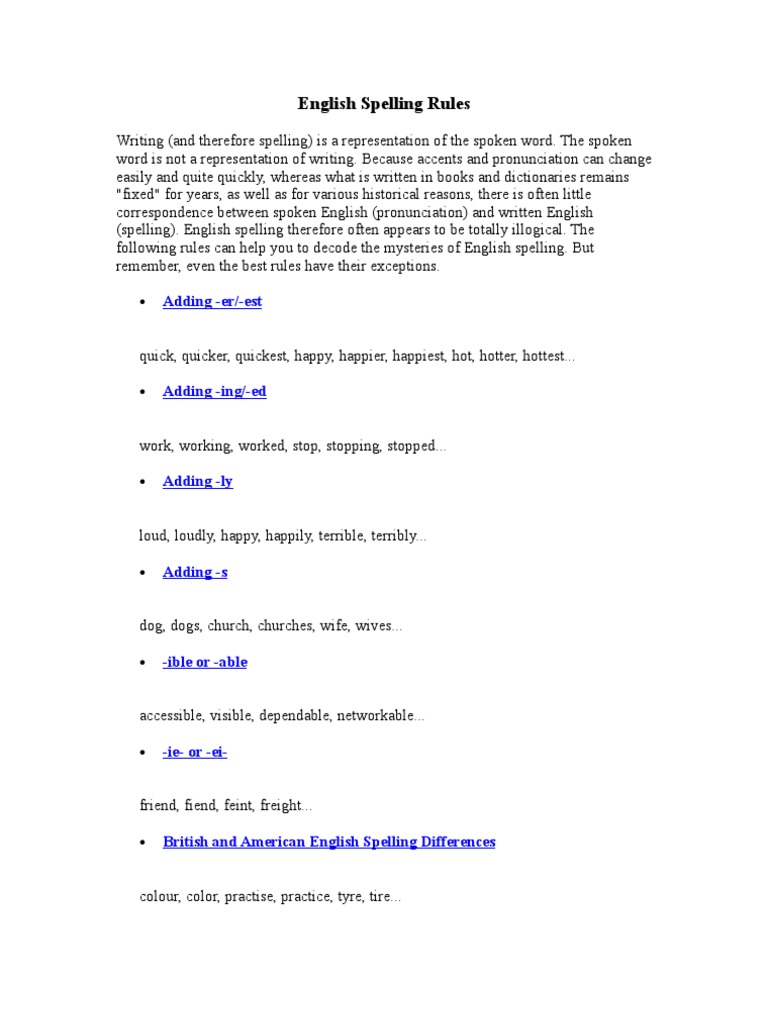 English Spelling Rules Explained | PDF