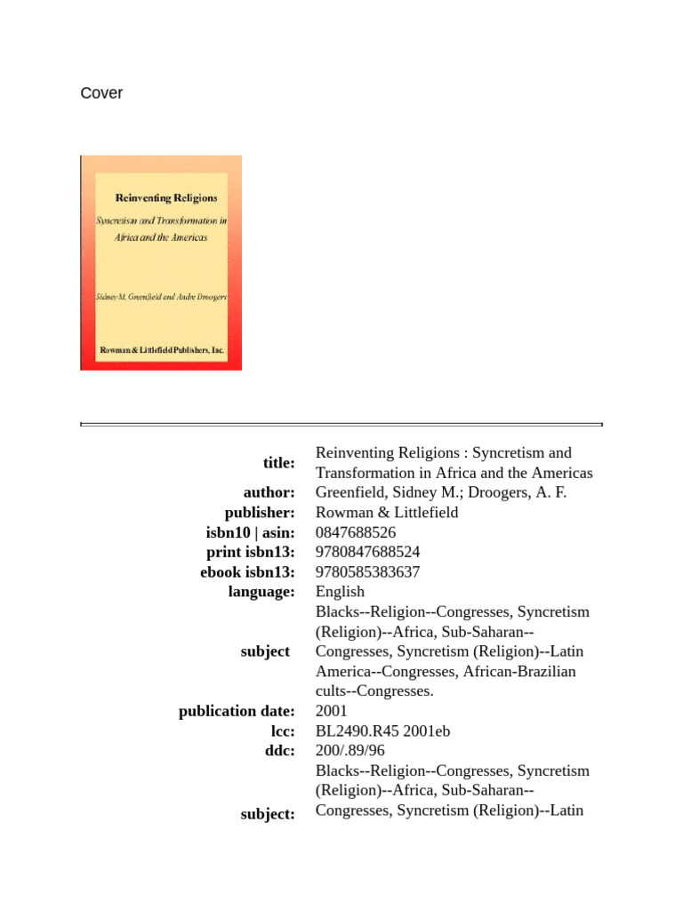 Reinventing Religions Syncretism and Transformation in Africa and | PDF | Paradigm | Science
