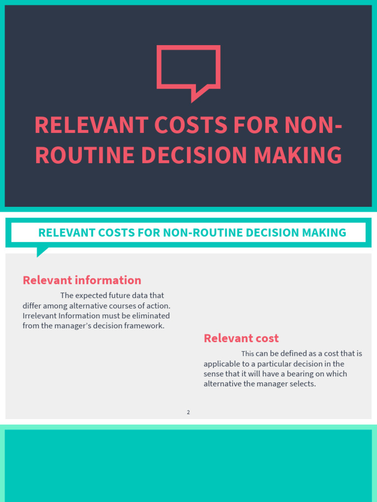 Relevant Costs For Non Routine Decision Making | PDF | Cost | Long Run ...