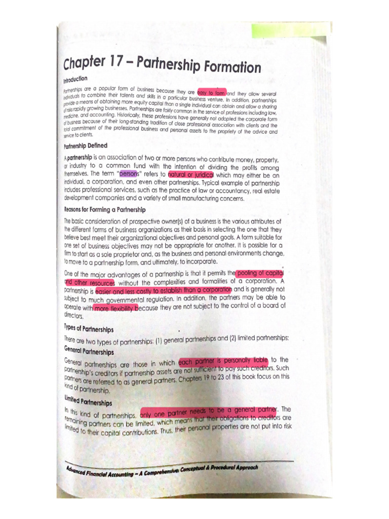 Chapter 17 Partnership Formation | PDF