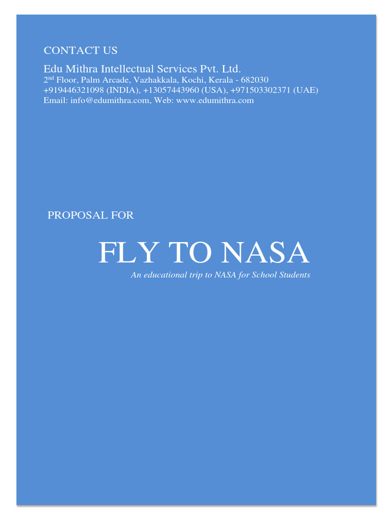 FLY TO NASA Proposal For Indian Students | PDF | Nasa | Museum FLY TO NASA Proposal For Indian Students | PDF | Nasa | Museum