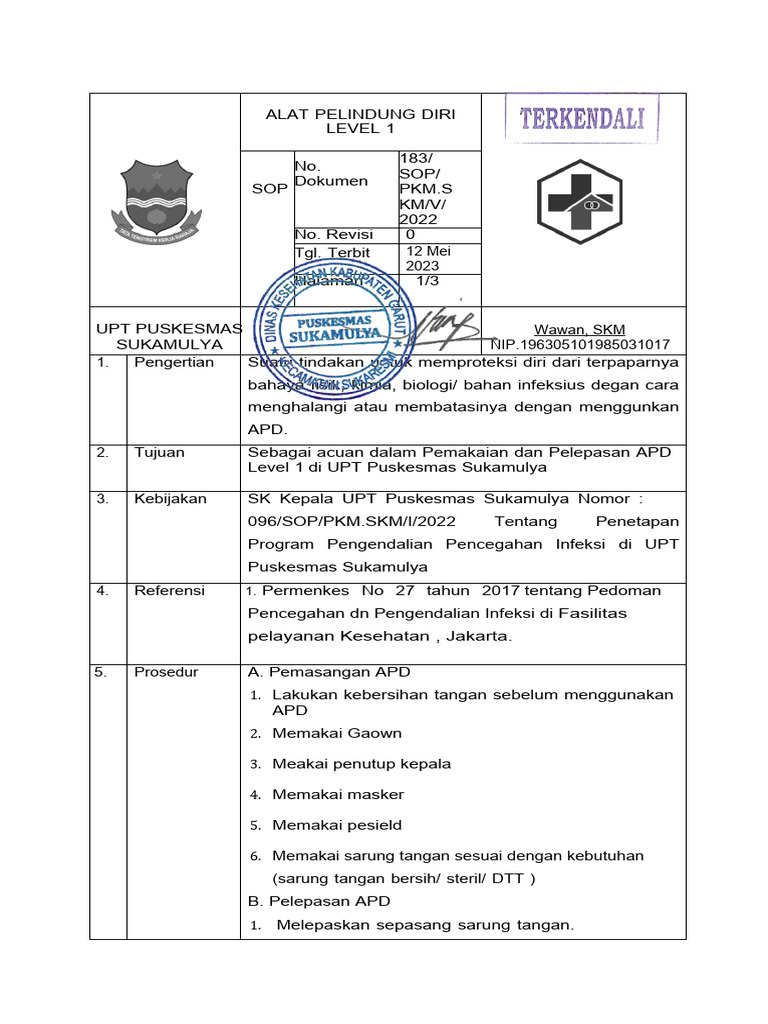 Sop Apd Level 1 | PDF