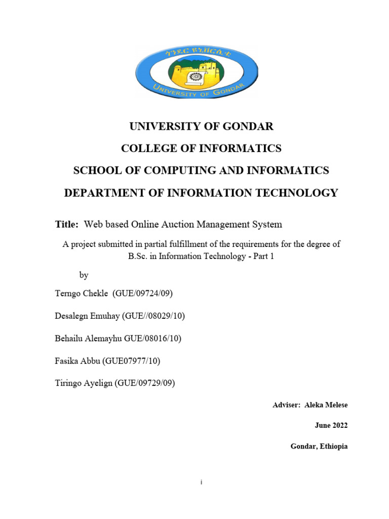 University of Gondar | PDF | Auction | Dynamic Web Page
