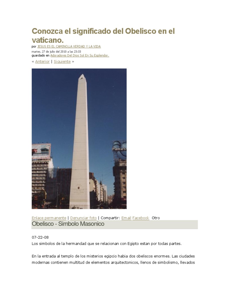 Significado Del Obelisco | PDF | Roma | Antiguo Egipto