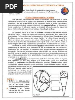 Hoja De Trabajo Sobre La Estructura De La Tierra
