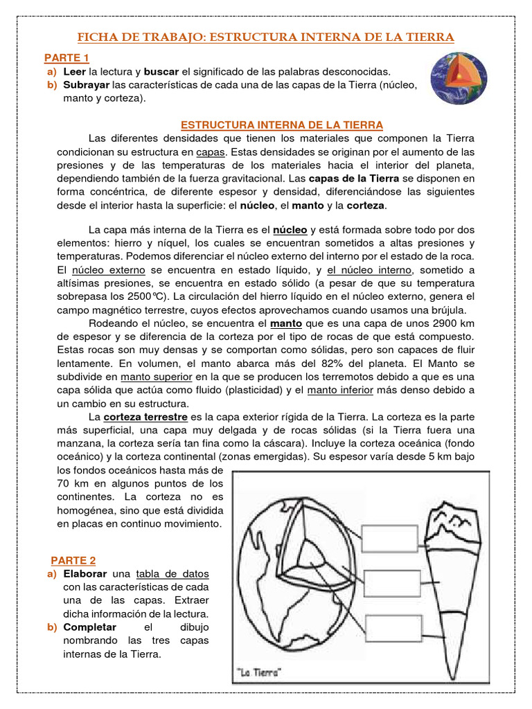 Estructura Interna de la Tierra: Capas y Características | PDF | Tierra ...