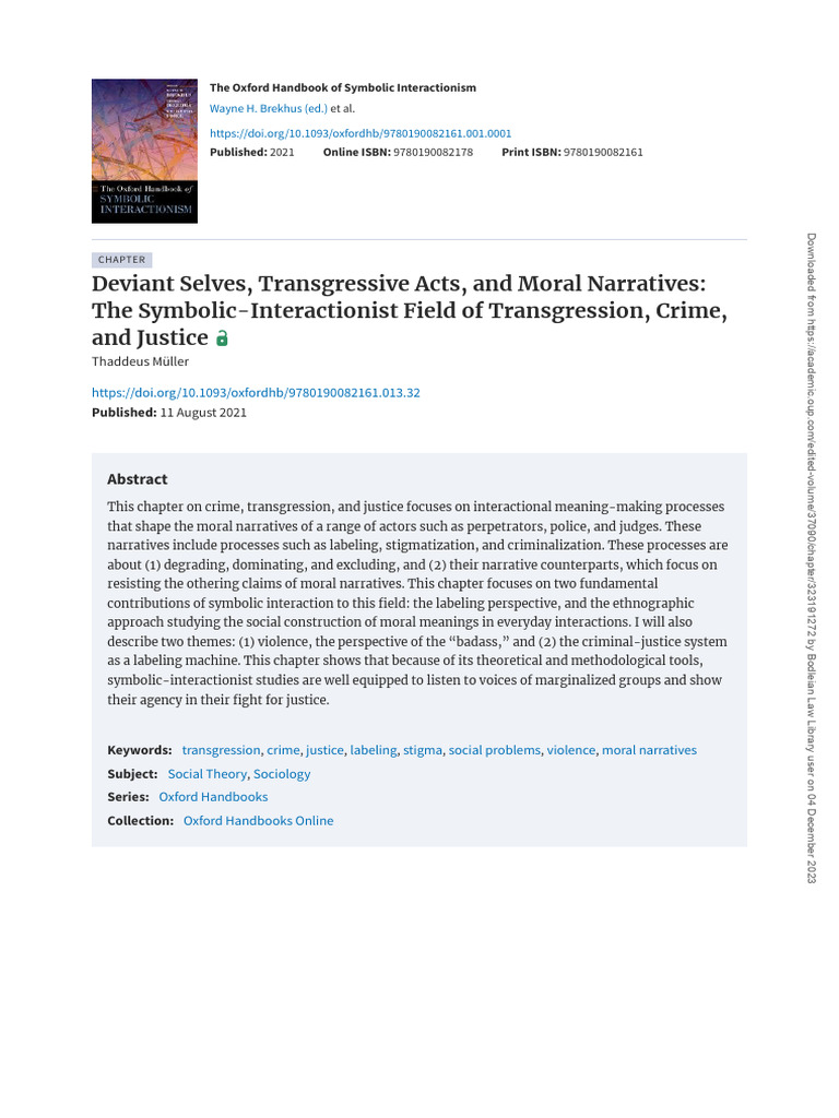 Deviant Selves, Transgressive Acts, and Moral Narratives. The Symbolic ...