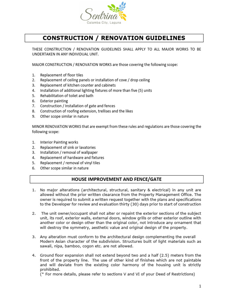 Construction and Renovation Guidelines. | PDF Construction and Renovation Guidelines. | PDF