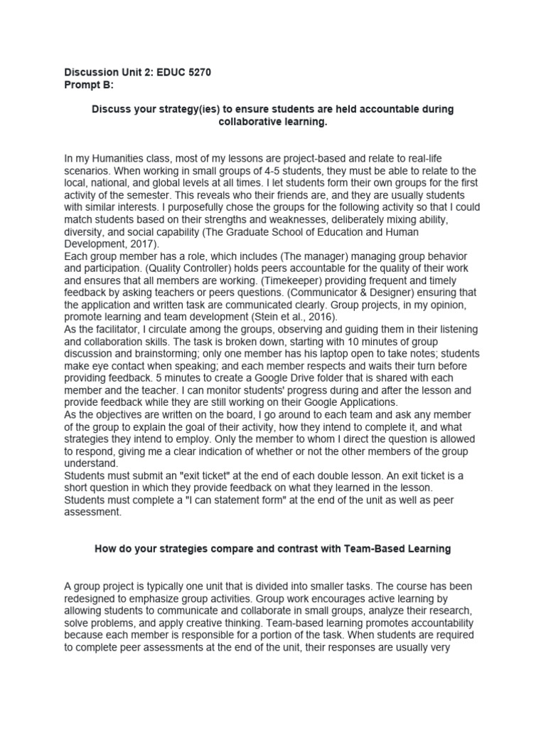 Discussion Unit 2 EDUC 5270 | PDF | Cognition | Learning