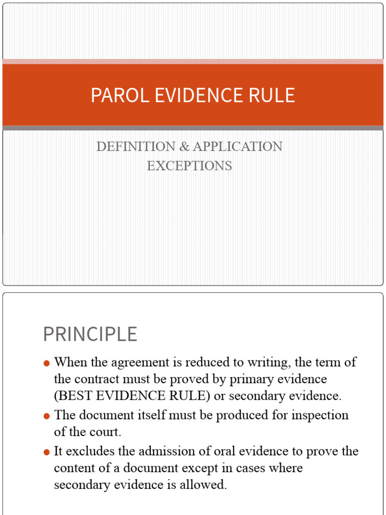Parol Evidence Rule | PDF | Parol Evidence Rule | Evidence