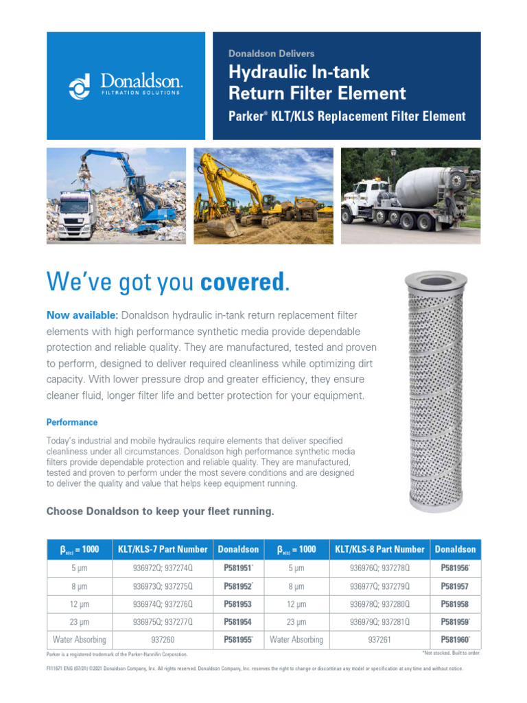 Hydraulic in Tank Return Filter Element | PDF | Manufactured Goods