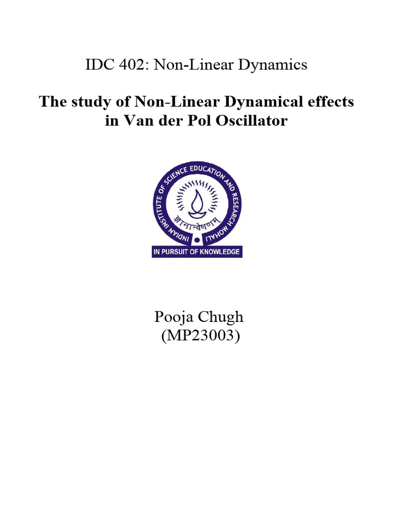 IDC 402 TERM Paper Pooja Chugh | PDF | Nonlinear System | Differential Equations