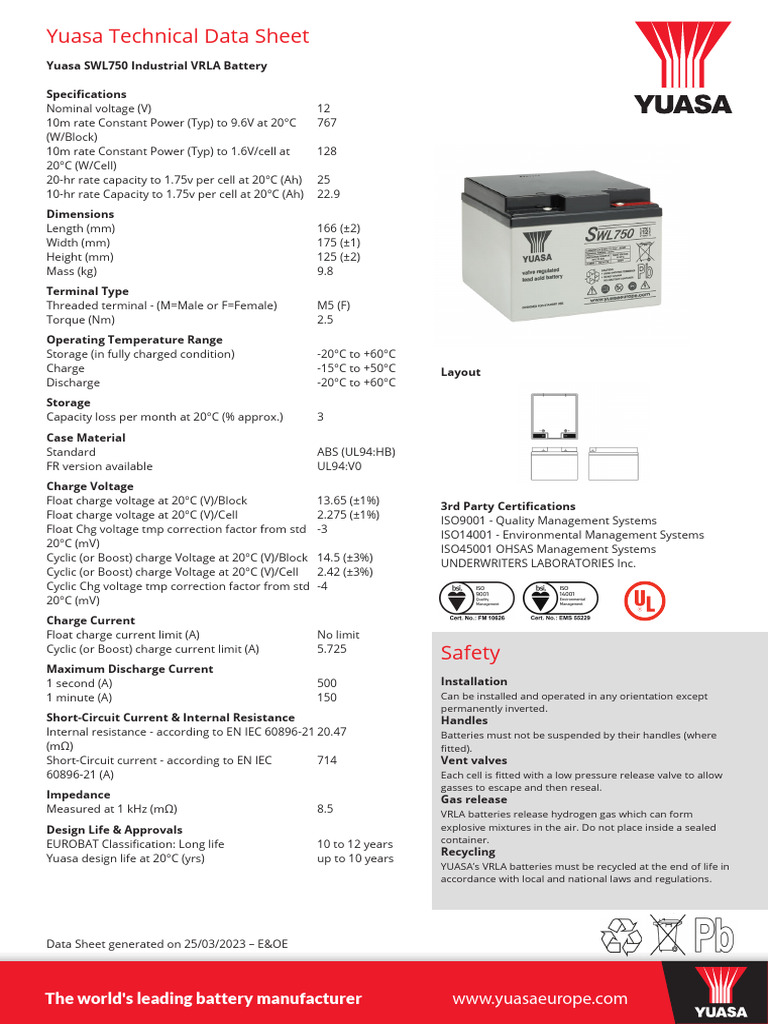 SWL750 Datasheet | PDF | Metrology | Physical Quantities