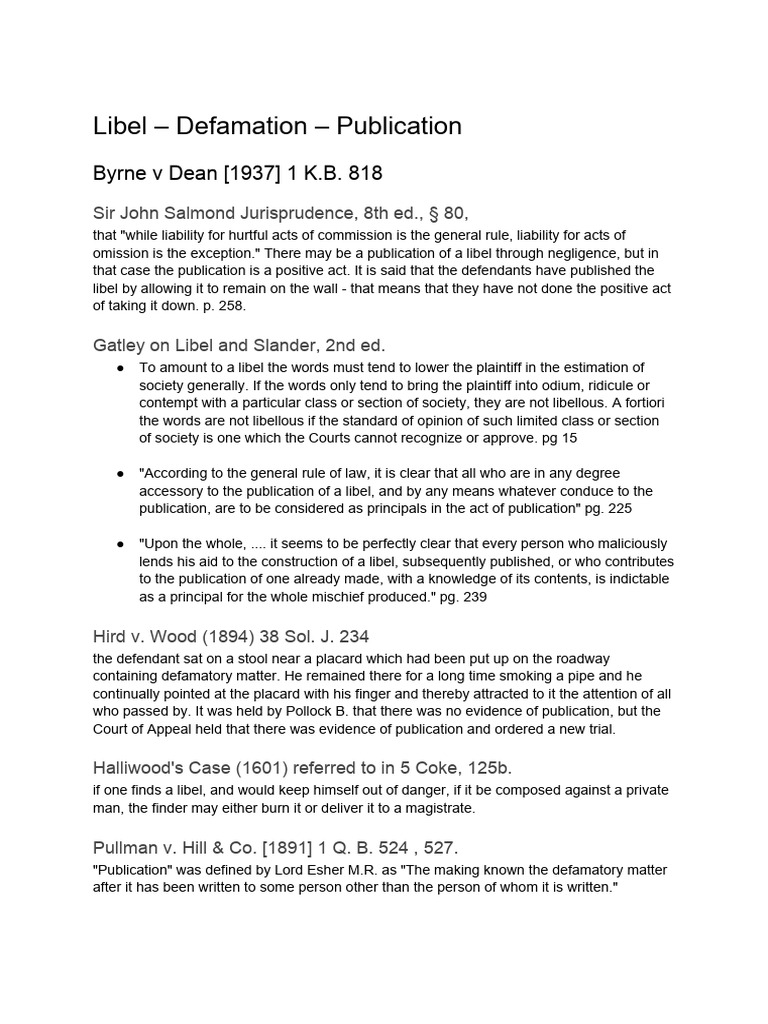 DRAFT Authorities | PDF | Defamation | Judgment (Law)