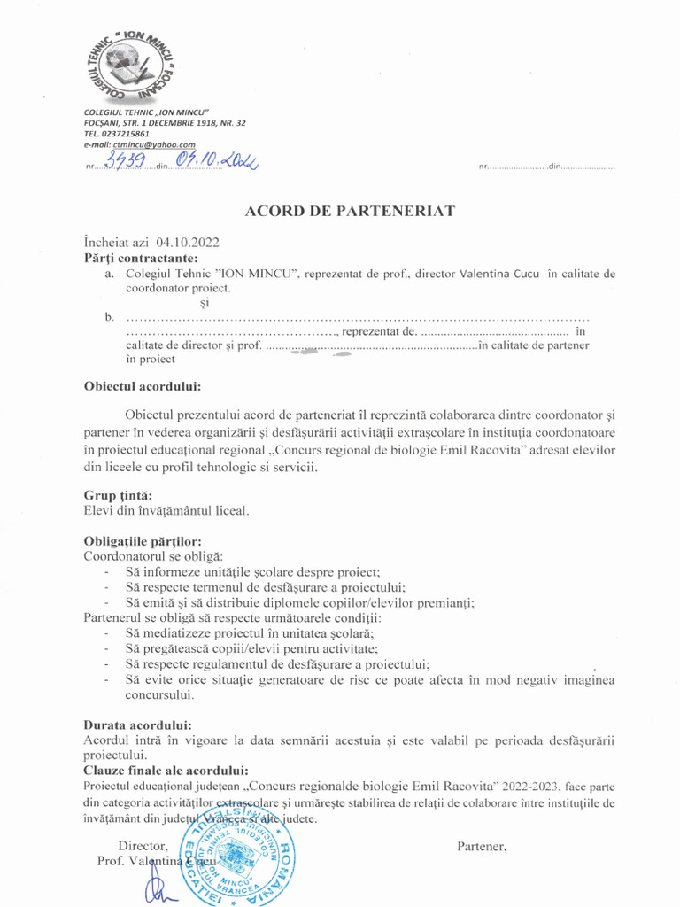 Acord de Parteneriat | PDF