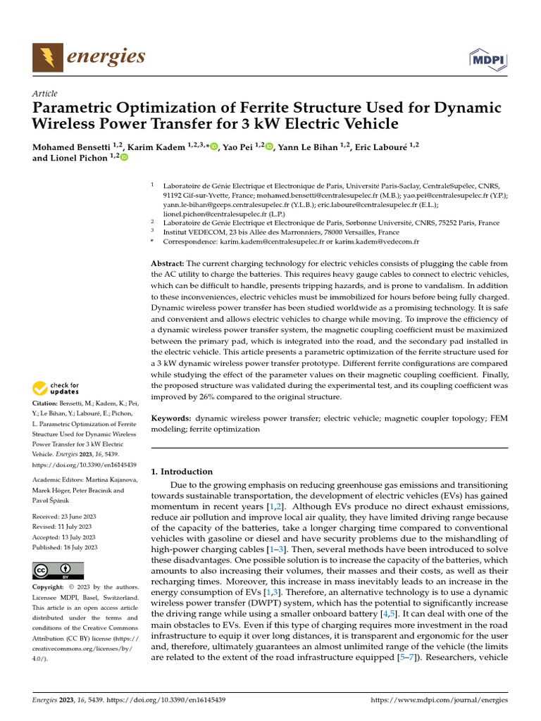 Parametric Optimization of Ferrite Structure Used | PDF | Inductor | Electric Vehicle