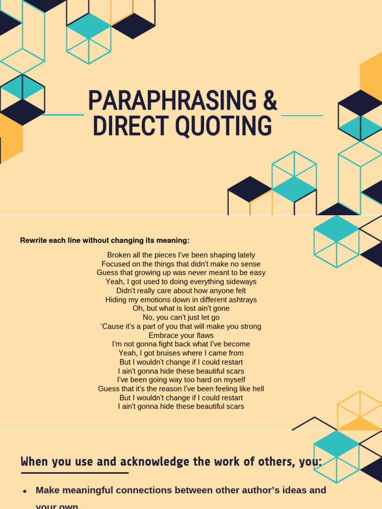 Paraphrasing & Direct Quoting | PDF | Cognition | Cognitive Science