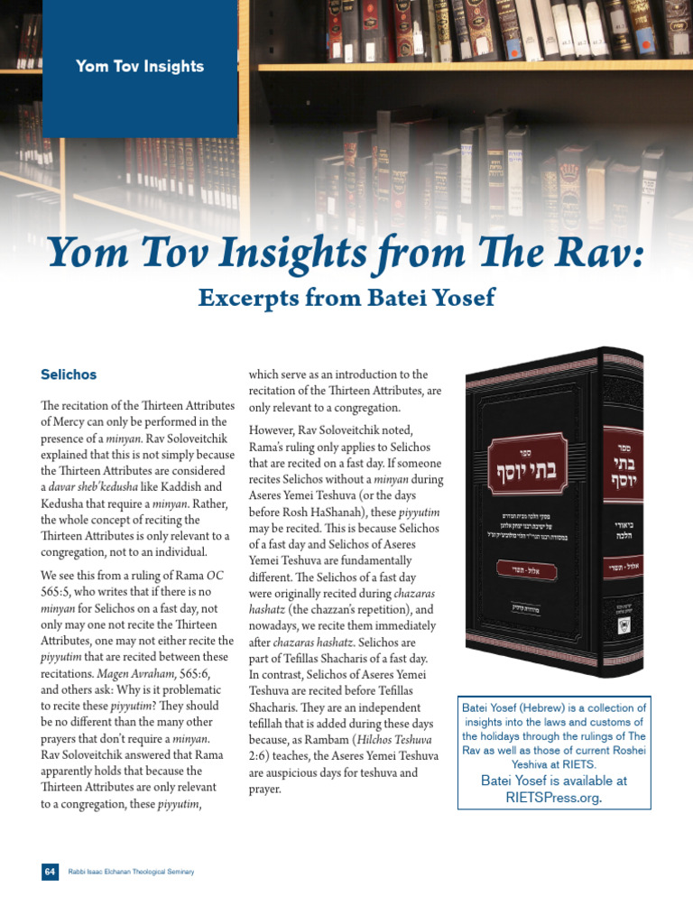 Rosh Hashanah To-Go - 5784 Batei Yosef | PDF | Jewish Prayer | Ten Days ...