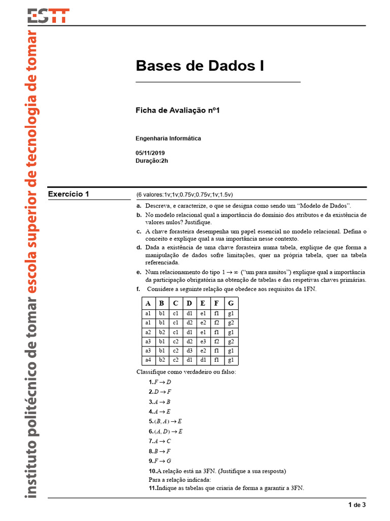 Estruturas de Tabelas em Bases de Dados | PDF | Tabela (banco de dados ...