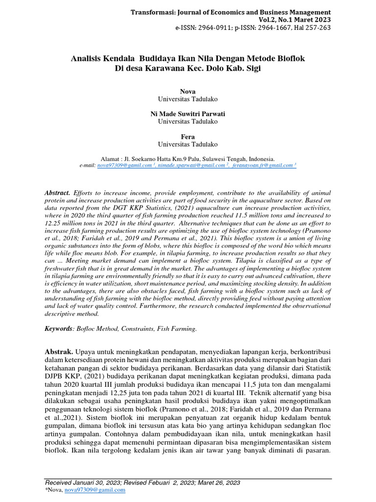 Transformasi+ +Volume+2,+No.1+Maret+2023+Halaman+257 263 | PDF | Fish And Humans