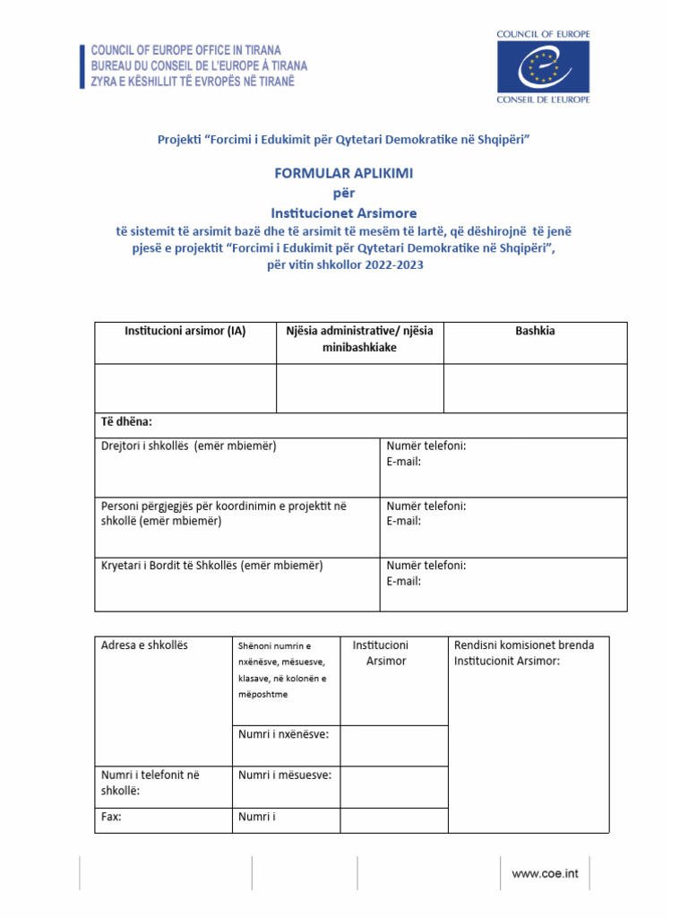 Formular Aplikimi - SHQ | PDF