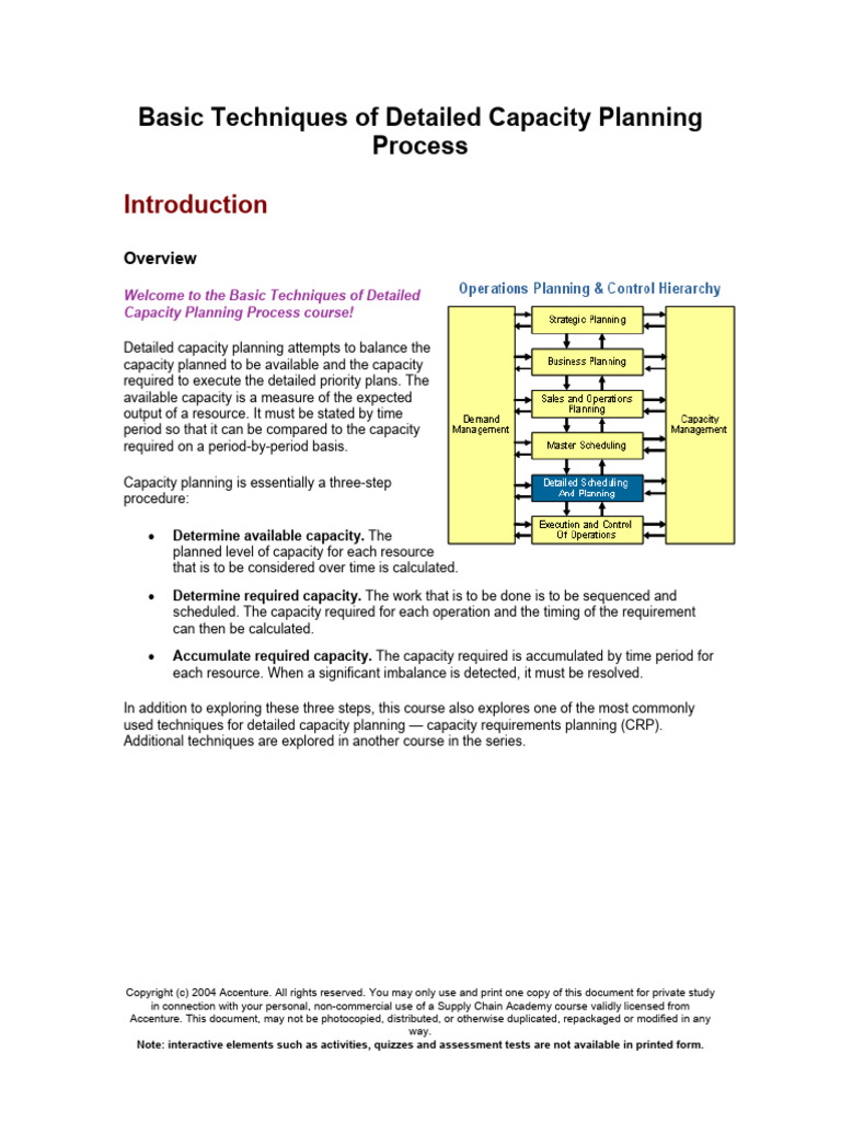 Basic Techniques of Detailed Capacity Planning Process | Download Free ...