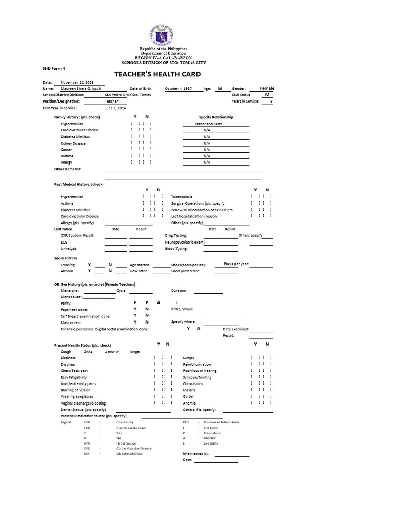 SHD Form 4 T NTP 1 | PDF | Epidemiology | Public Health