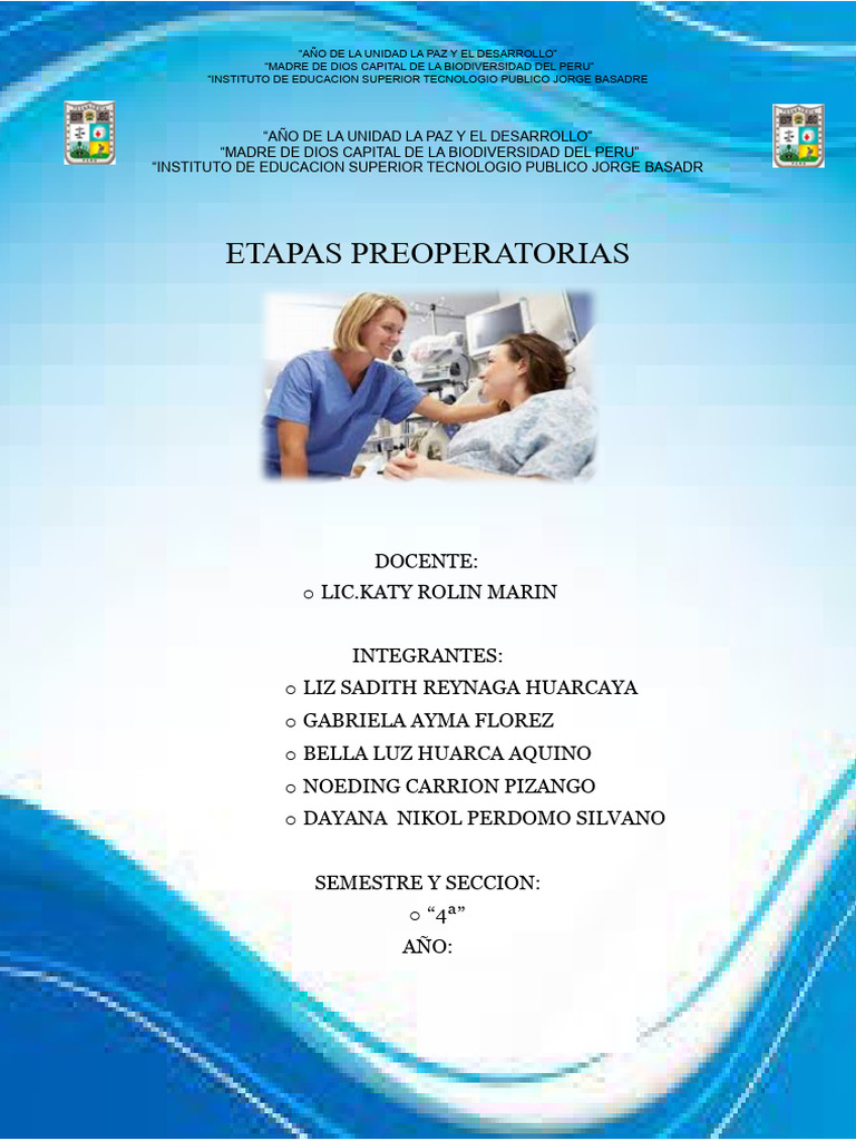 Etapas Preoperatorias | PDF | Medicina CLINICA | Salud pública