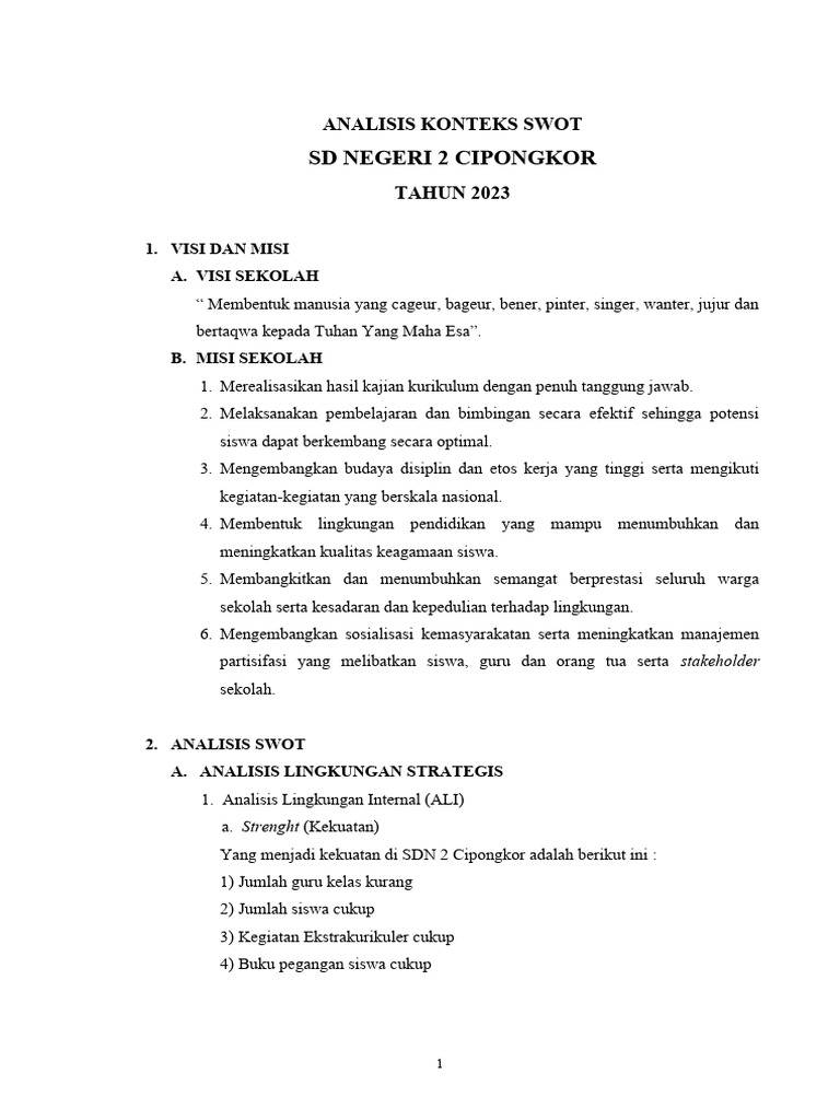 Analisis Konteks Swot | PDF