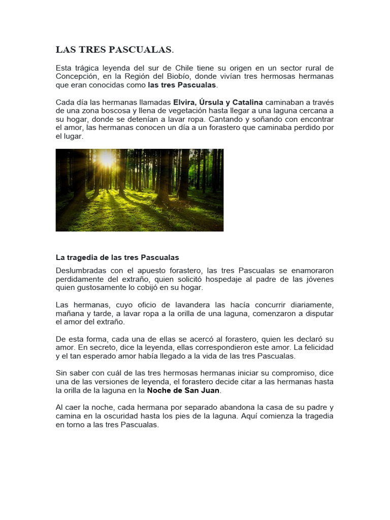 Leyenda de las Tres Pascualas en Chile | PDF | Amor