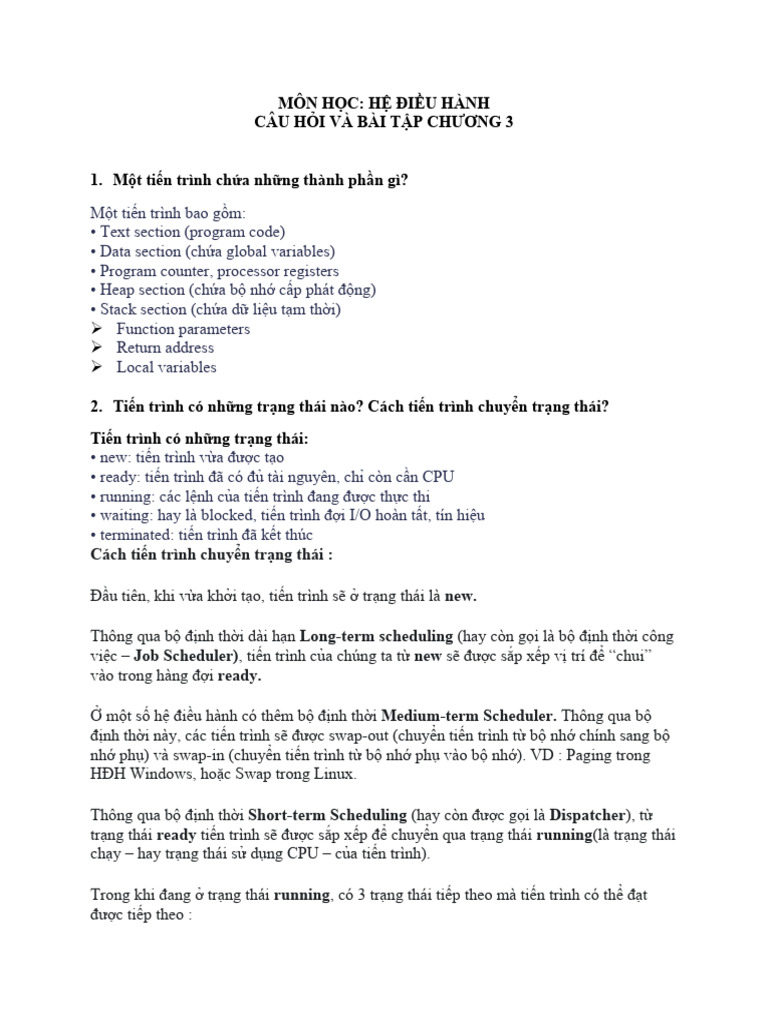 Bai Tap Chuong 3 HDH | PDF