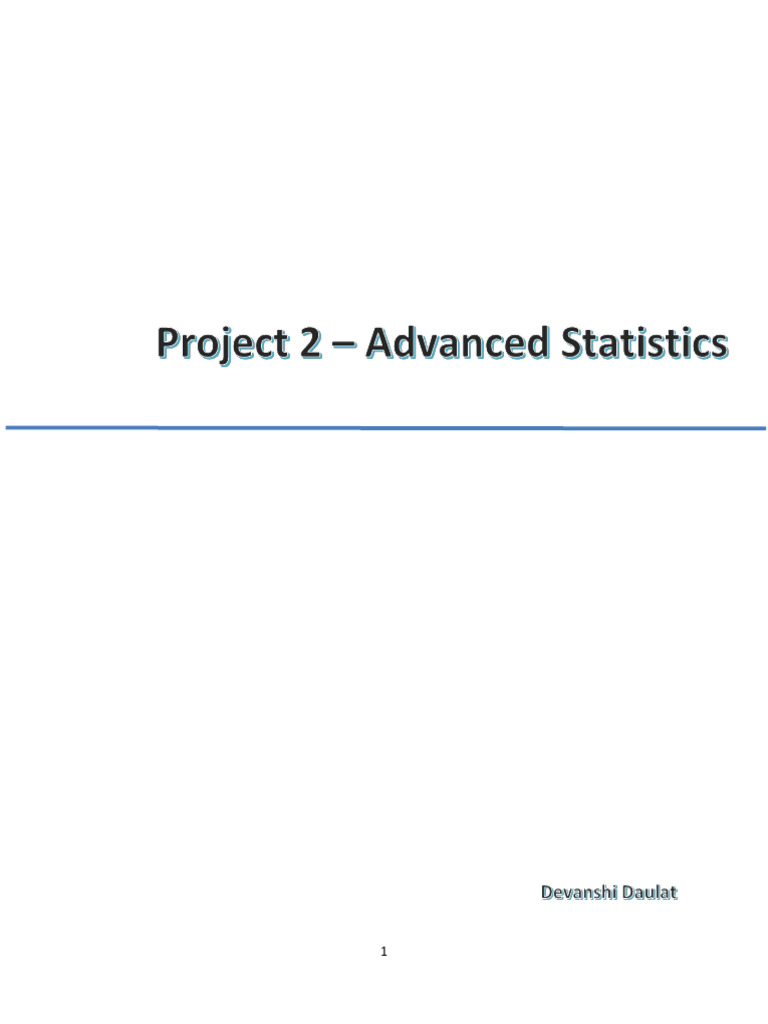 Project 2 Advanced Statistics Pdf Coefficient Of Determination