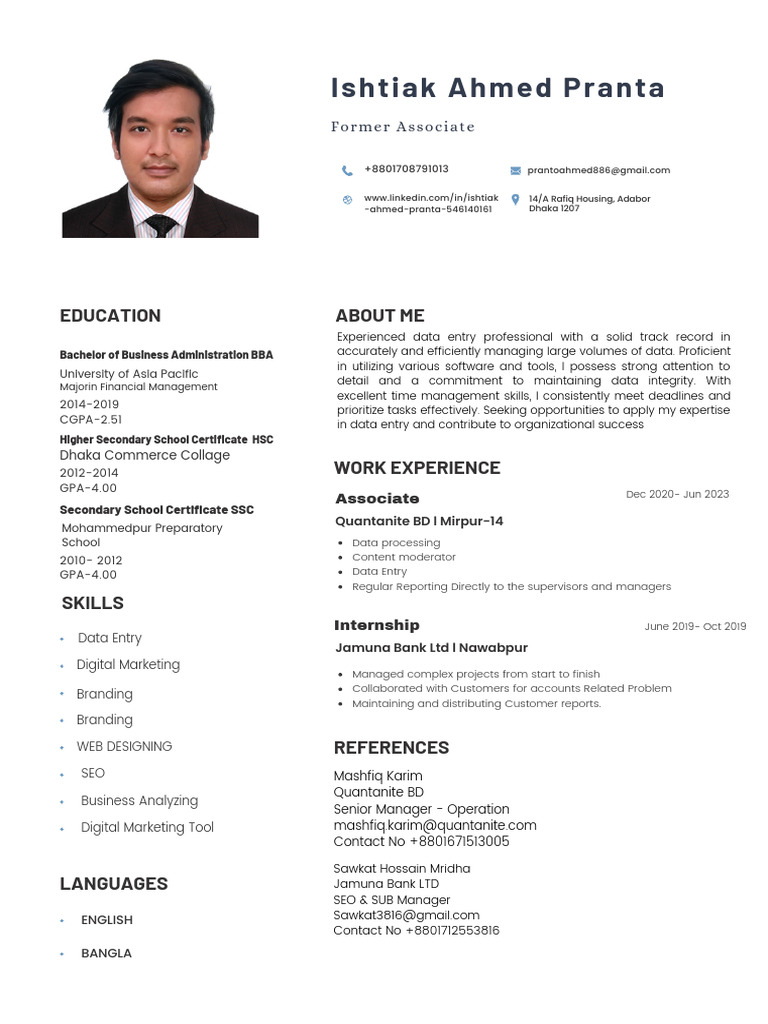Ishtiak Ahmed Pranta CV | PDF | Information Technology | Business