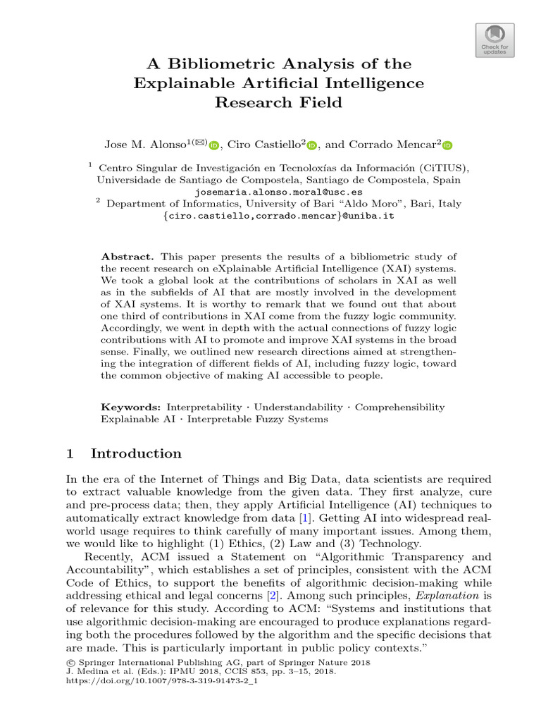 A Bibliometric Analysis of The Explainable Artificial Intelligence Research Field | PDF ...