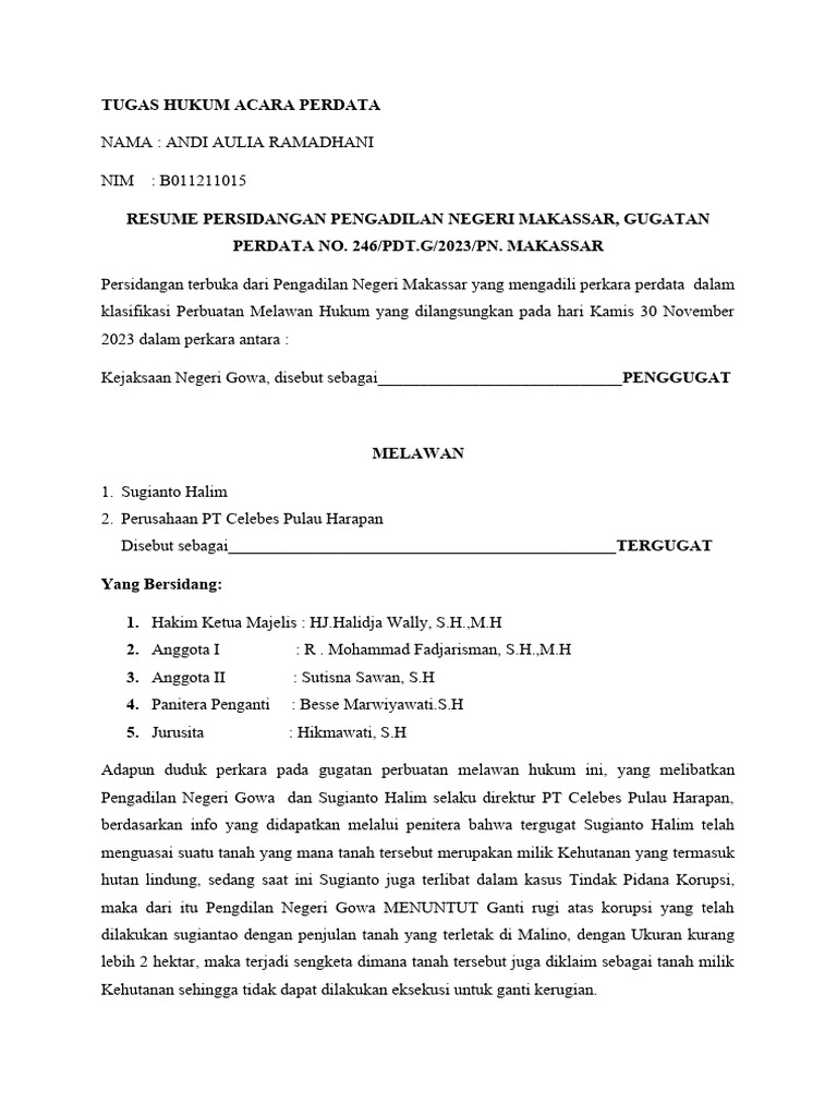 Resume Persidangan Perdata | PDF