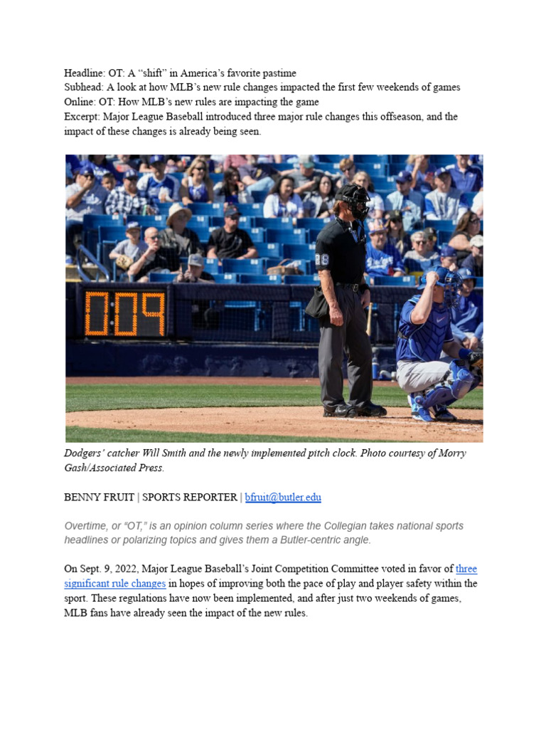 BF Impact of MLB Rule Changes | PDF | Major League Baseball | Baseball ...