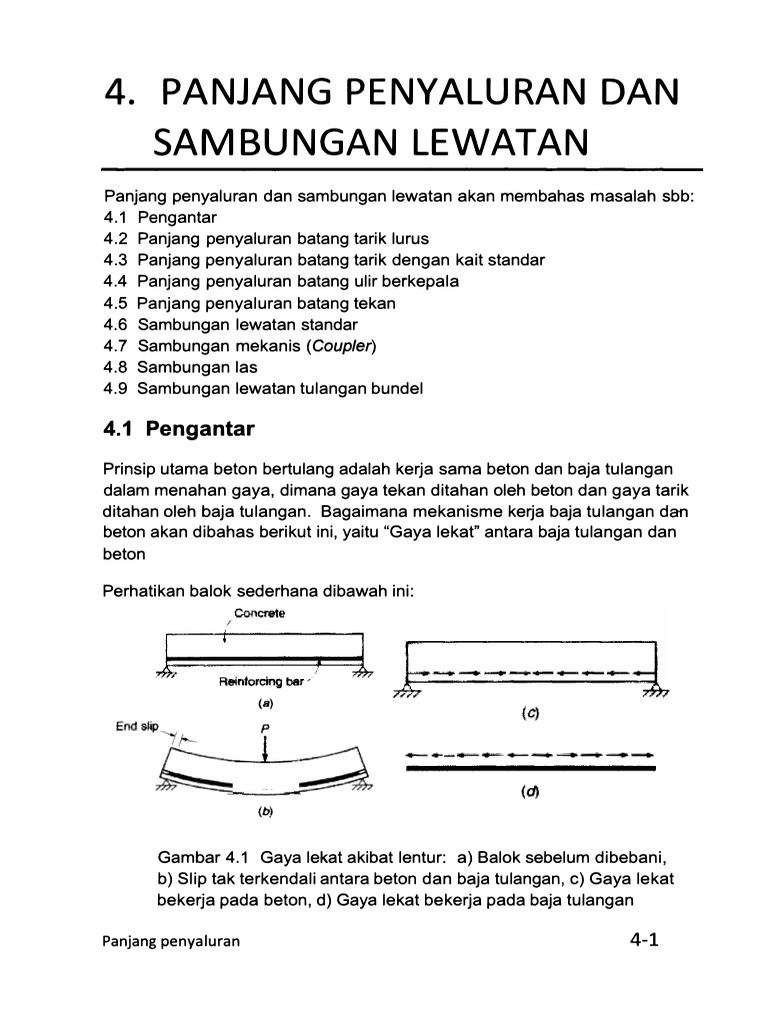 Panjang Penyaluran dan Sambungan Tulangan | PDF