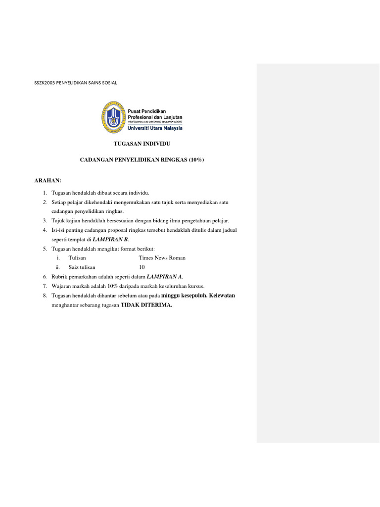 SSZK2003 Tugasan Individu | PDF