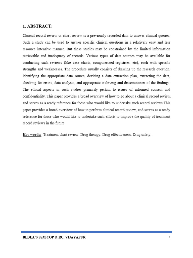 A Retrospective Study On Assessment of Treatment Chart Audit and Review ...