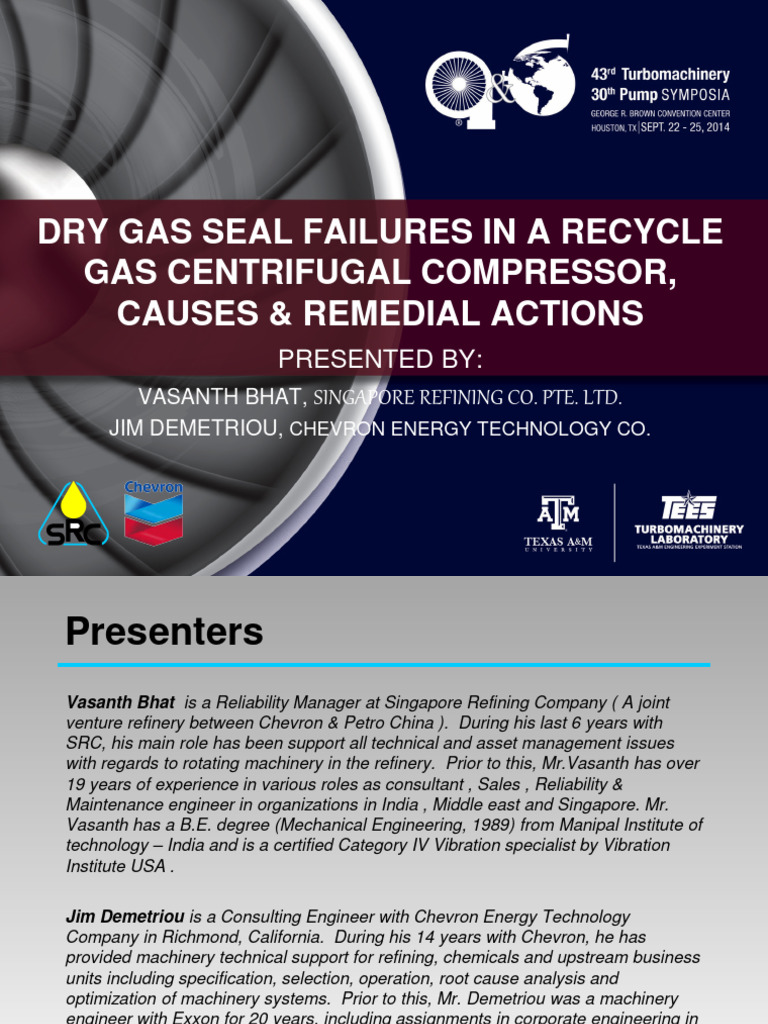 Dry Gas Seal Failures in A Recycle Gas Centrifugal Comp | PDF | Chevron ...